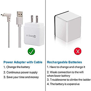 BECEMURU Arlo Camera Charger Cable, Weatherproof 6.56ft/2m Charging Cable for Arlo Pro/Arlo Pro 2/Arlo Go Camera with Quick Charge 3.0 Adapter,White Power Extension Cable+Adapter (Cable+Adapter)