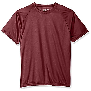 Alleson Ahtletic Youth Heather Tech Short sleeve T-shirt, Maroon, Medium