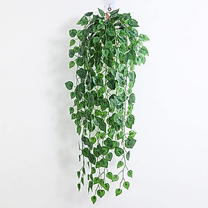 FOKEN 12 Pack Artificial Ivy Garland Fake Ivy Leaves Hanging Plants Vine Greenery Garland Home Kitchen Balcony Garden Office Wedding Wall Decor