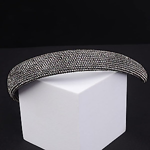 Wiwpar Rhinestone Headbands for Women Girls Fashion Rhinestone Head Bands Sparkly Black Headband Hair Hoop Party Hair Accessories (Black)