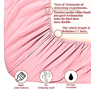 NTBAY 4 Piece Ultra Soft and Breathable Toddler Bedding Set, Microfiber Crib Sheet Set, Includes Quilted Comforter, Fitted Sheet, Flat Top Sheet and Envelope Pillowcase for Boys and Girls, Pink