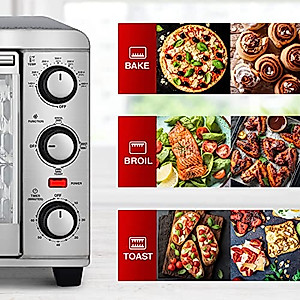 Mueller AeroHeat Convection Toaster Oven, 8 Slice, Broil, Toast, Bake, Stainless Steel Finish, Timer, Auto-Off - Sound Alert, 3 Rack Position, Removable Crumb Tray, Accessories and Recipes