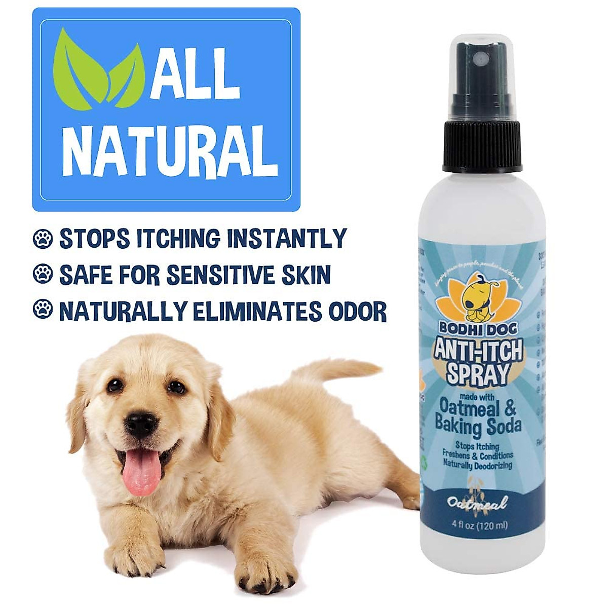 Bodhi Dog Anti Itch Spray | Natural Soothing Relief for Dry, Itchy, Bitten or Allergy Damaged Skin Treatment | Anti Itch Spray for Dogs & Cats | Made in USA (Oatmeal, 4 oz)
