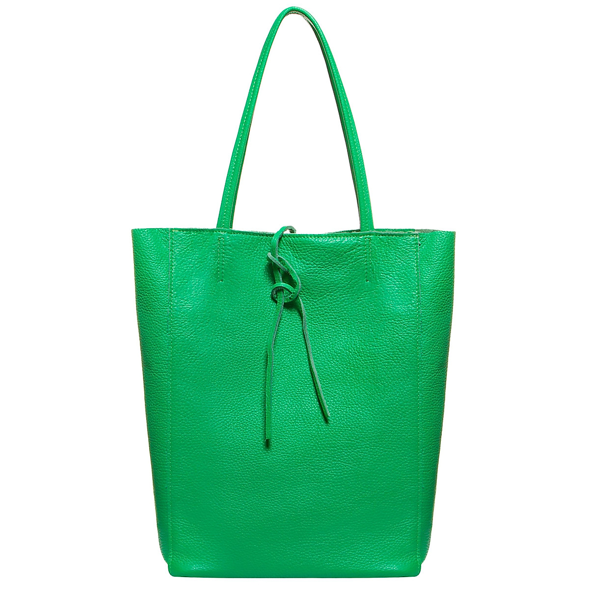 TAKEASY Italian Genuine Leather Tote Bag for Women with Zipper Large Tall Soft Unlined Handbag Purse for Shopping Work Travel (Green)