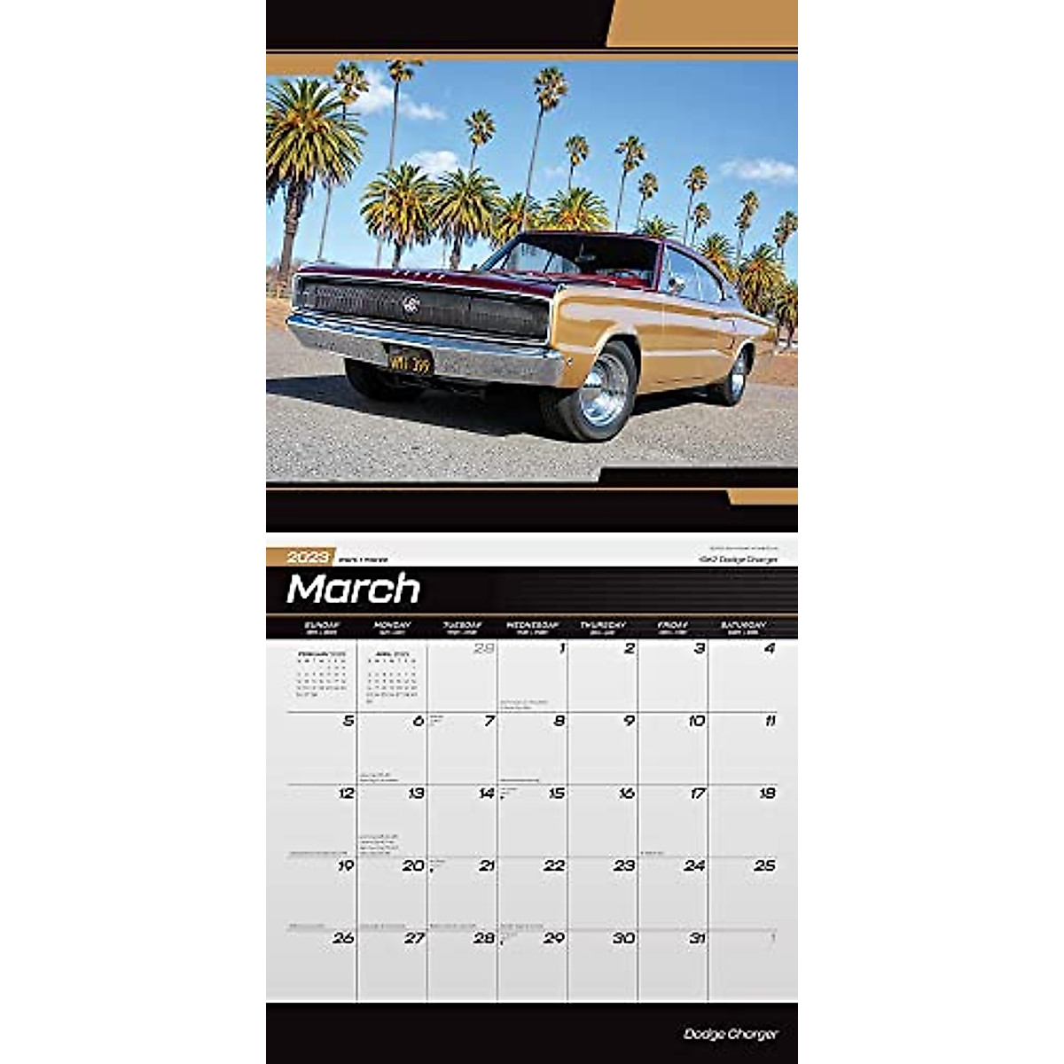 Dodge Charger OFFICIAL | 2023 12 x 24 Inch Monthly Square Wall Calendar | Foil Stamped Cover | BrownTrout | American Muscle Motor Car
