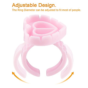 Eyelash Extension Supplies, 100PCS Volume Heart Glue Rings for Lashes Fan, Lash Glue Holder Ring Cups, Eyelash Glue Ring for Lash Extension Supplies, Blossom Ring Fanning Cups for Eyelashes Supplies
