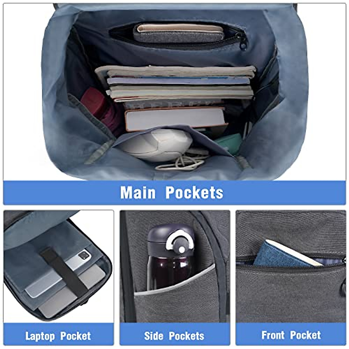 MATEIN Laptop Backpack for Work, Unisex Business Travel Backpack Fits 15.6 Inch Slim Notebook, Water Resistant College School Bookbag, Fashion Casual Daypack Gifts for Men & Women, Grey