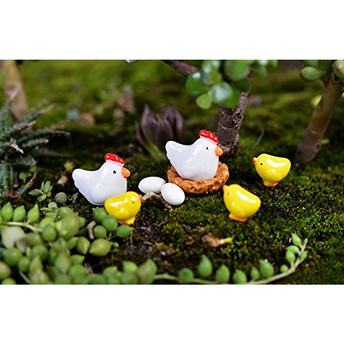 BoomTeck Miniature Garden Ornaments, 16 Pcs Mini Animal Chicken Ornament DIY Kits for Fairy Garden Bonsai Dollhouse Succulent Decor Home Decoration