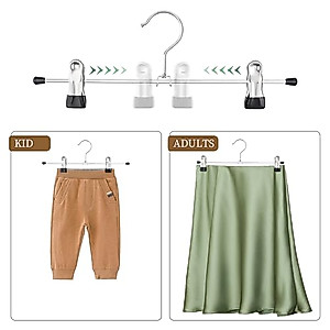 HWAJAN Pants Hangers with Clips 30 Pack Adjustable Skirt Hangers for Women Non-Slip Trousers Hanger for Jeans Clothes Hangers for Pants Heavy Duty Space Saving Shorts Hangers,Black,12Inch