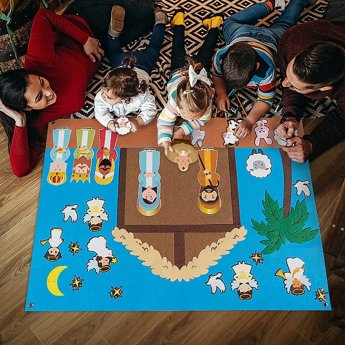 WATINC 42Pcs Easter He is Risen Jesus Crucifixion Resurrection Felt Story Board Set Christian Storytelling Party Supplies Preschool Early Learning Play Kit for Toddlers Kids