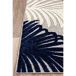 Rugshop Lucca Contemporary Floral Indoor/Outdoor Area Rug 5' x 7' Navy