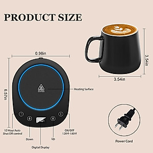 HYRIXDIRECT Coffee Mug Warmer with Mug Spoon Set, 7 Temperature Setting & Auto On/Off Gravity-Induction Coffee Mug with Auto Shut Off, Beverage, Milk, Tea Warmer