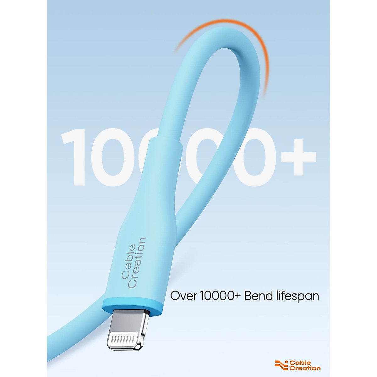 CableCreation Phone Charging Cord 6FT/1.8m, USB to Lightning Cable, USB Liquid Silicone Cord [MFi Certified] for iPhone 14/14 Pro/13/13 Pro/ 12 Pro Max/ 12/11 /X/XS/XR/ 8 Plus/AirPods Pro, Blue