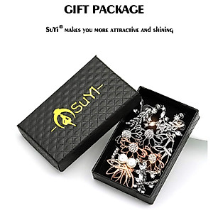 Suyi Fashion Hollow Lotus Flower Earrings Crystal Simple Chic Stud Earrings Set 8 Pairs