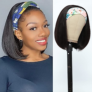GABRIELLE 8 Inch Bob Headband Wig for Black Women, 150% Density, Human Hair, Glueless, Straight, 1 Count (Pack of 1), Women's Accessories, Black Women, Wig Users