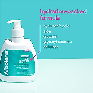 Albolene Daily Face Wash, Moisturizing Face Cleanser and Makeup Remover with Hyaluronic Acid, 10 fl oz