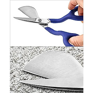 QWORK Duckbill Shears, 7 in Duckbill Applique Scissors, for Carpet Pile, Carpet Punch - Blue