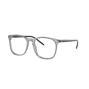 Ray-Ban RX5387F Low Bridge Fit Square Prescription Eyewear Frames, Transparent Grey/Demo Lens, 54 mm