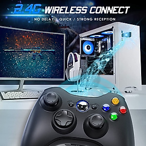 Gamrombo Wireless Controller for Xbox 360, PC Game Controller with Receiver 2.4GHz Gamepad Joystick Controller Compatible with Microsoft Xbox 360/Slim, Windows 7/8/10/11