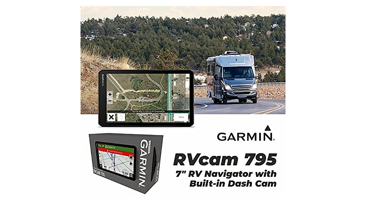Garmin RVCam 795 GPS RV Navigator with Dash Cam & Power Pack