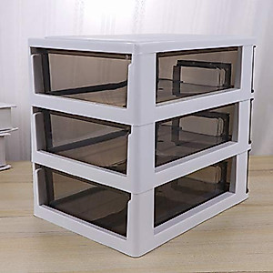 BESPORTBLE 3 Plastic Storage Drawers- Drawer Storage Organizer White Frame with Clear Drawers