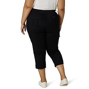 Lee Women's Plus Size Ultra Lux Comfort with Flex-To-Go Cargo Capri Pant Black 18 Plus