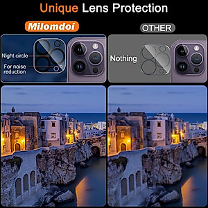 Milomdoi 3 Pack Screen Protector for Apple iPhone 14 Pro Max with 3 Pack Tempered Glass Camera Lens Protector, Ultra 9H Accessories, Case Friendly, Mounting Frame, 2.5D Curved, Transparent