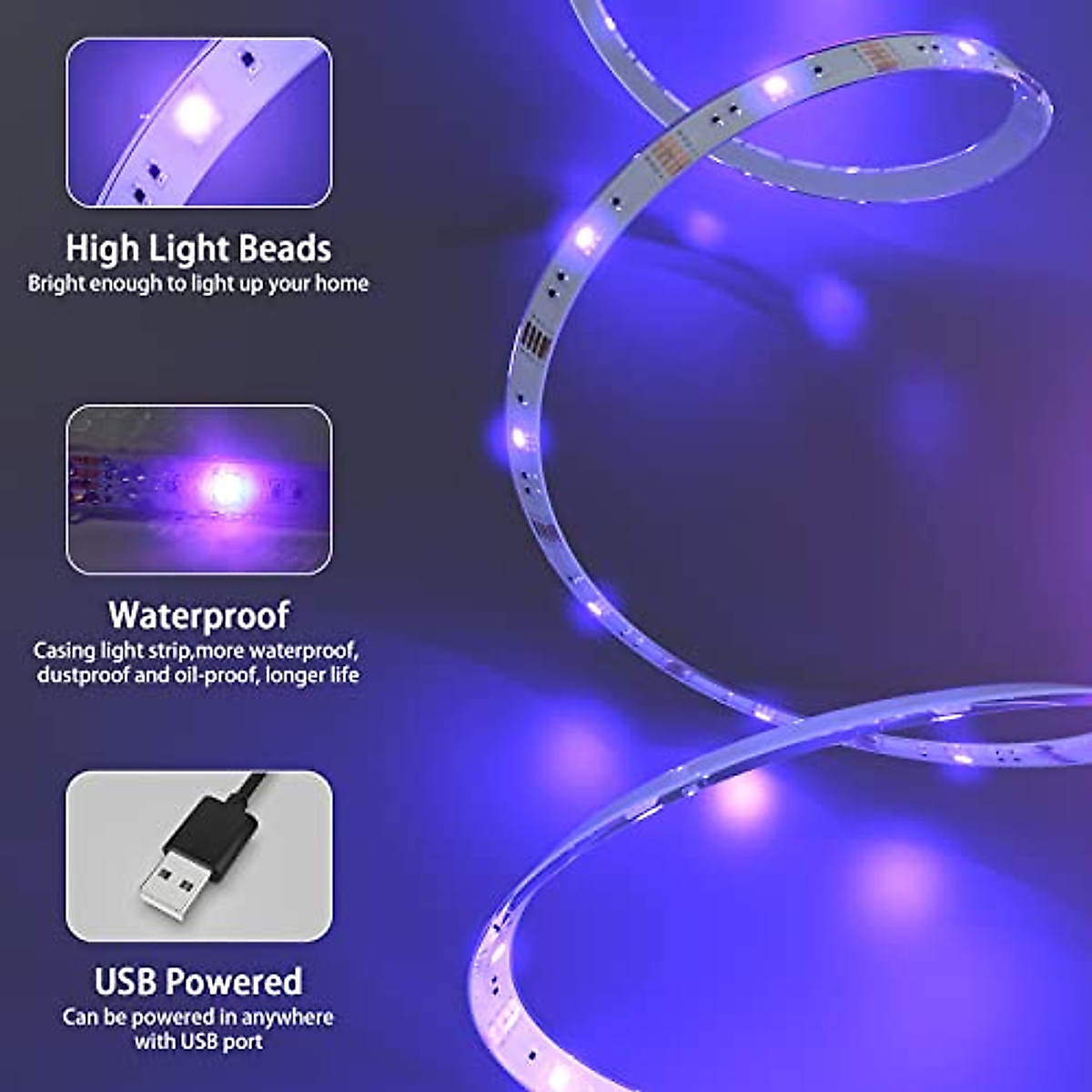 BASON LIGHTING LED TV Backlights with Camera,Side Illumination TV Lights Kit with Daul Control Modes,12.4ft Color Changing Rope Lights for 55-65 inch TV, Music Sync for Gaming Bedroom HDTV Mood Light.