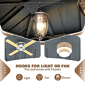 MUPATER 12' x 16' Gazebo, Wooden Finish Coated Aluminum Frame, with Double Galvanized Steel Hardtop Roof, Netting and Curtains for Garden, Patio, Lawn and Parties