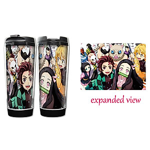 LFASHION Anime Destruction Slayer Water Cup Kimetsu No Yaiba Kamado Tanjirou Mug Cartoon Coffee Cup Water Bottle Plastic (Color1)