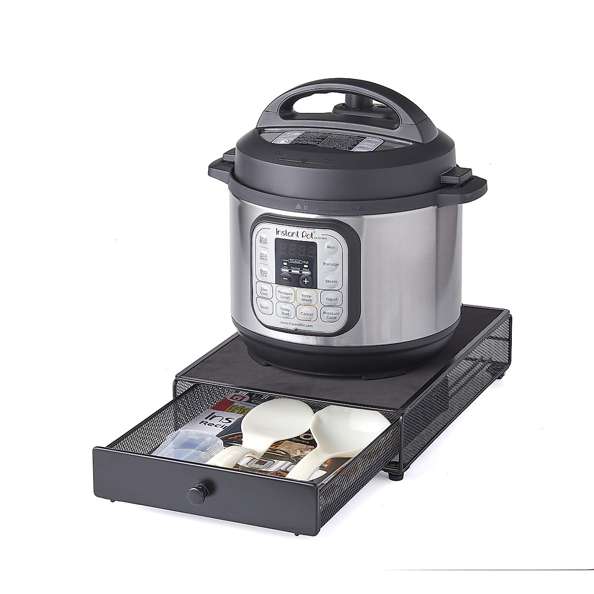 Nifty Appliance Rolling Drawer – White Open Mesh, Office or Home Kitchen Counter Organizer, Non-Slip Mat Top for Coffee Maker, Stand Mixer, Blender, Toaster