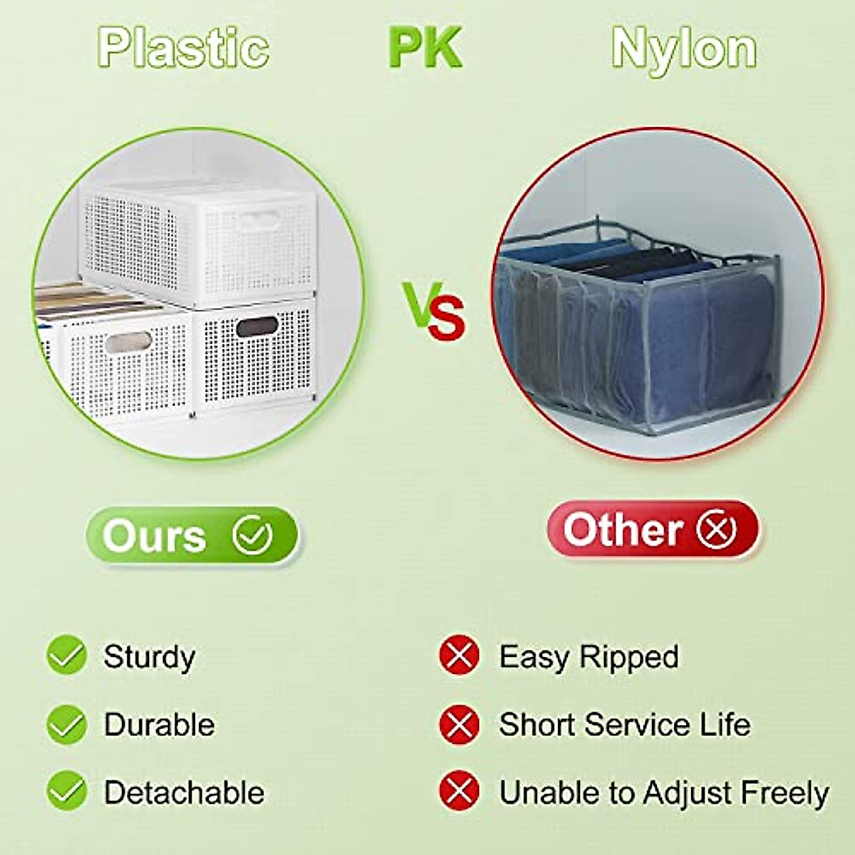 INNOVATIVE PLASTIC Wardrobe Closet Organizers and Storage Baskets byZITENG, Collapsible Clothes Organizer for Folded Clothes, Jeans, T-shirts, Underwear, Scarves, Leggings, Skirts,2 Packs (Small - 6 Grids)