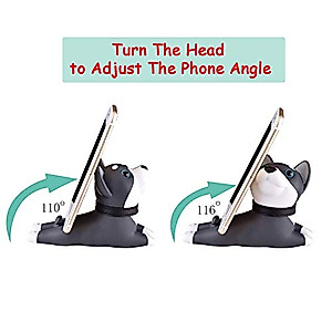 QOGRISUN Cute Cell Phone Stand for Desk, Dog Phone Holder, Animal Desk Accessories, Angle Adjustable, Mount for iPhone Smartphones and Tablets, Husky