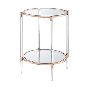 Convenience Concepts Royal Crest 2 Tier Acrylic Glass End Table, Rose Gold/Glass