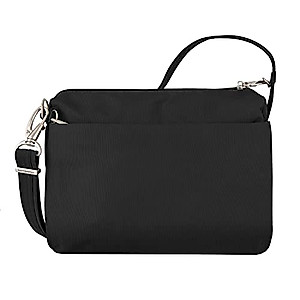 Travelon Anti-Theft-Class Small East/West Crossbody Bag, Black, 10.5 x 8 x 2.5