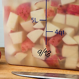 TrueCraftware 18 Qt. Translucent Polypropylene Square Food Storage Container - Space Saving Food Storage Container Meal Prep Containers Reusable for Kitchen Organization Dishwasher Safe