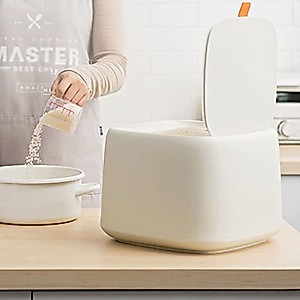 Hemoton Rice Storage Container 10kg Airtight Food Storage Containers Moisture- proof Sealed Grain Storage Bin for Rice Flour Cereal Bread Storage White