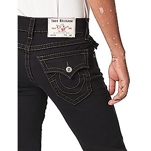 True Religion Men's Ricky Big T Straight Leg Jean with Back Flap Pockets, Body Rinse Black, 32W X 34L