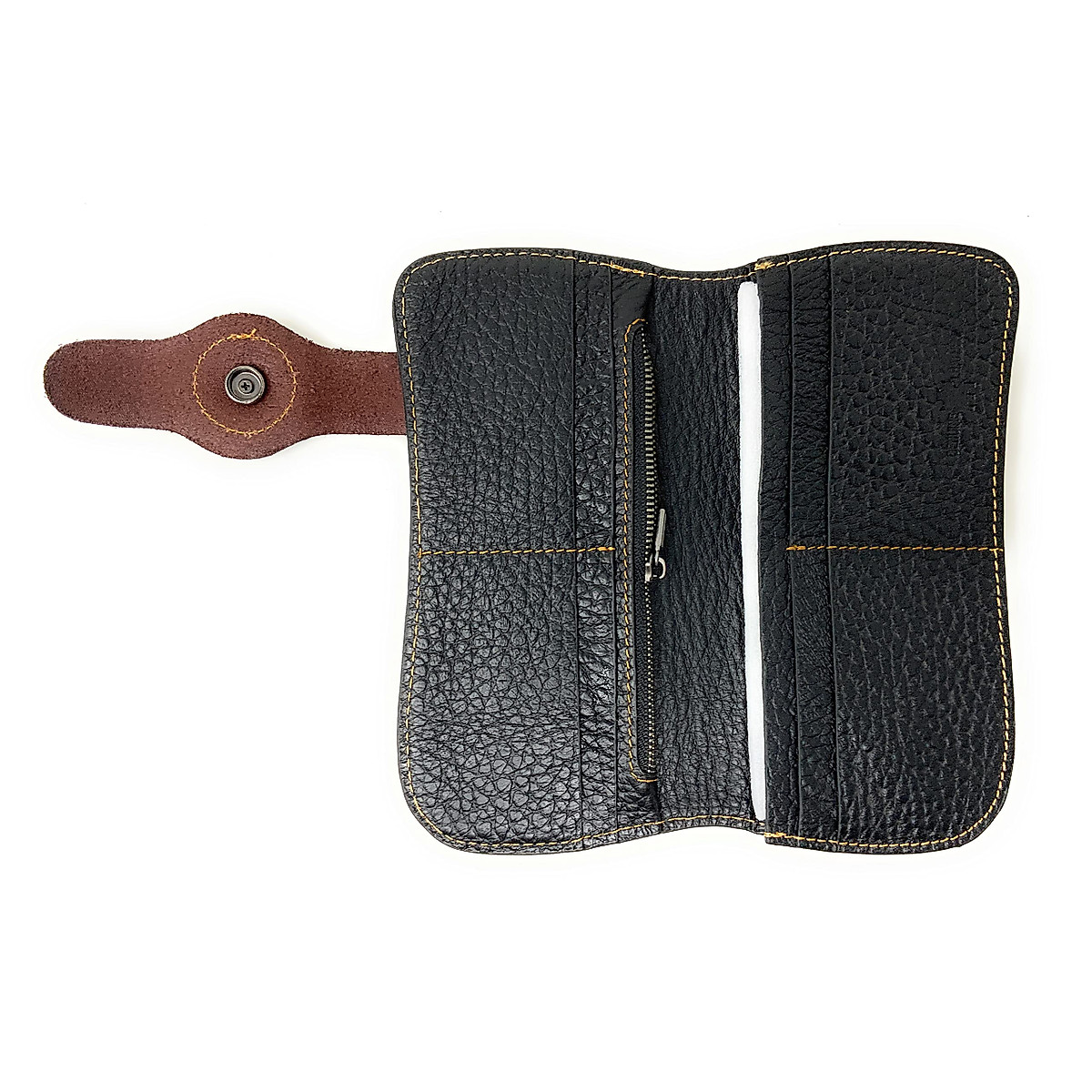 Large Concho and Print Flora Genuine Leather Women's Trifold Wallet/Cellphone Case with Exrta Wrist in 3 colors (Brown)