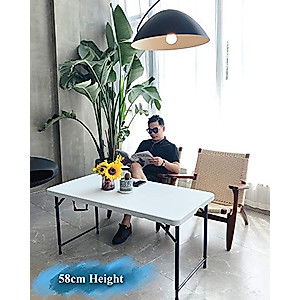 deaciber 4ft Folding Table with 3 Adjustable Heights Heavy Duty Indoor Outdoor for Garden Party Patio BBQ Dining Picnic Camping