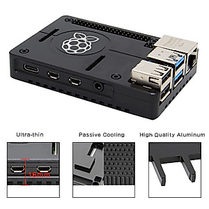 Geekworm for Raspberry Pi 4 Case, CNC Ultra-Thin Aluminum Alloy Metal Passive Cooling Case, Raspberry Pi 4 Heatsink Case Compatible with Raspberry Pi 4 Model B Only (N300)