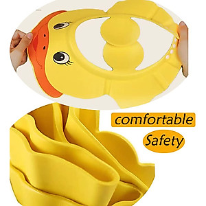 Anller 3 Pieces Baby Shower Cap, Soft Adjustable Bath Shampoo Cap with Ear Protection, Funny Cartoon Bathing cap for Children, Kids and Toddlers(Pink+Blue+Yellow)