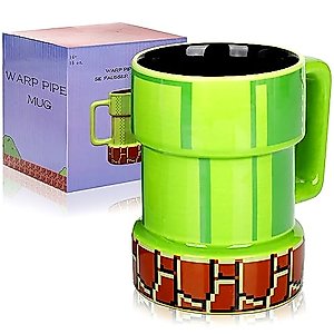 Kriymd Gamer Pipe Ceramic Tea Coffee Cup Mug Collectible 15 Oz Ounces (Warp Pipe Mug) Kid Birthday Party Gift