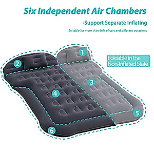 Car Inflatable Mattress with Pump, Portable SUV Air Bed for Camping, Home, Travel, Hiking, Full Size Blow Up Sleeping Pad with 2 Pillows, Extended Back Seat Airbed for Truck, RV, Upgraded (Black)