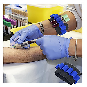 4 Pack Phlebotomy Tube Holder Wristband,Blood Draw Tube Bracelet Strap Hold 8 Phlebotomy Tubes Blood Draw Kit Phlebotomy Caddy Hold (Blue)