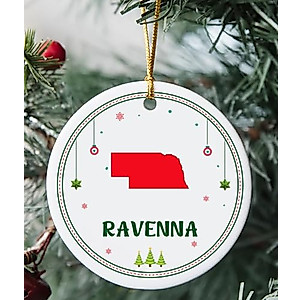 Ravenna NE Ornament for Christmas Tree Decorations City Travel Souvenir Gifts for Family - Housewarming Gift Ravenna Nebraska Ornament 3 Inch Plastic