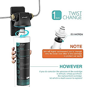 Frizzlife SW20-HF Replacement Housing Kit with PLC20 Filter Cartridge Inside - for SW20 and SW20F Under Sink Water Filter Systems