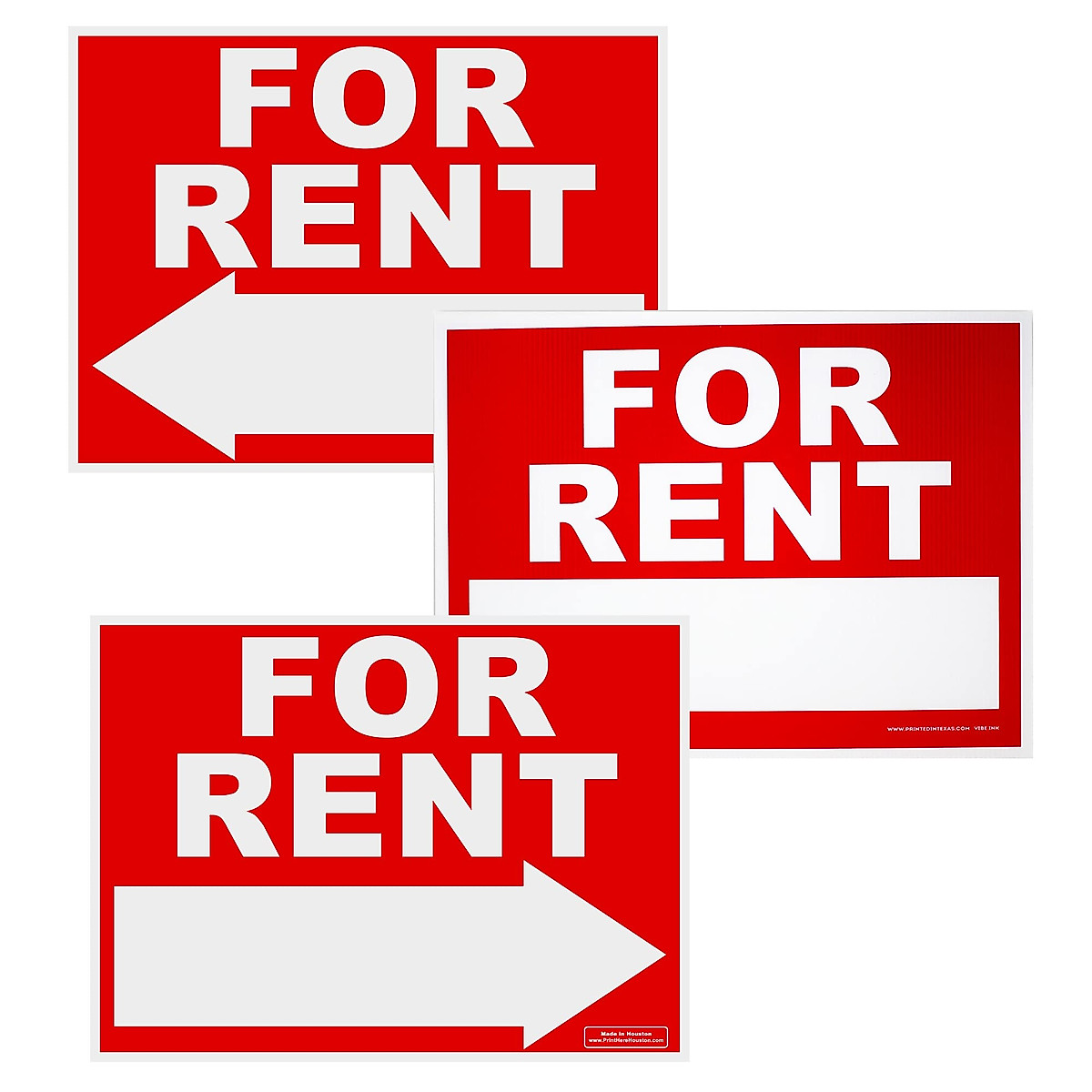Large for Rent Sign Kit with Tall Stands - Yard Sign Bundle for Rental Property - Include (1x) 24" x 18" Yard Sign with (2X) Directional Left or Right Arrow + (3X) 24" Tall Wire Stakes