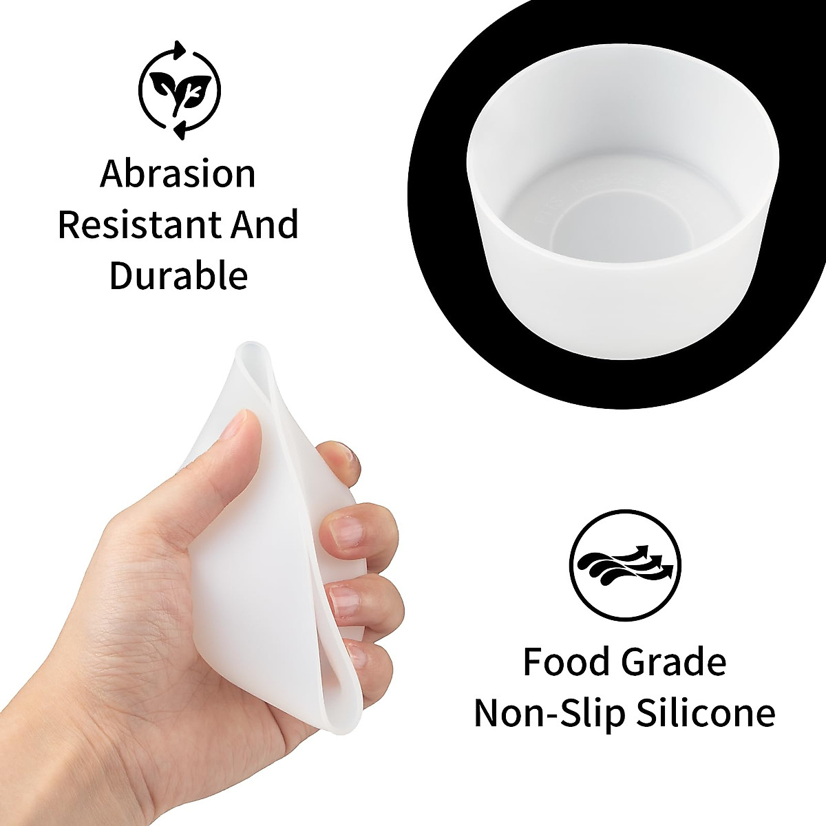 TFQXA1Z 4 Pack Silicone flask Boot, Protective Silicone Boot for 12oz - 40 oz, BPA Free Anti-Slip Water Bottle Sleeve for Stl Cup Accessories (Black)