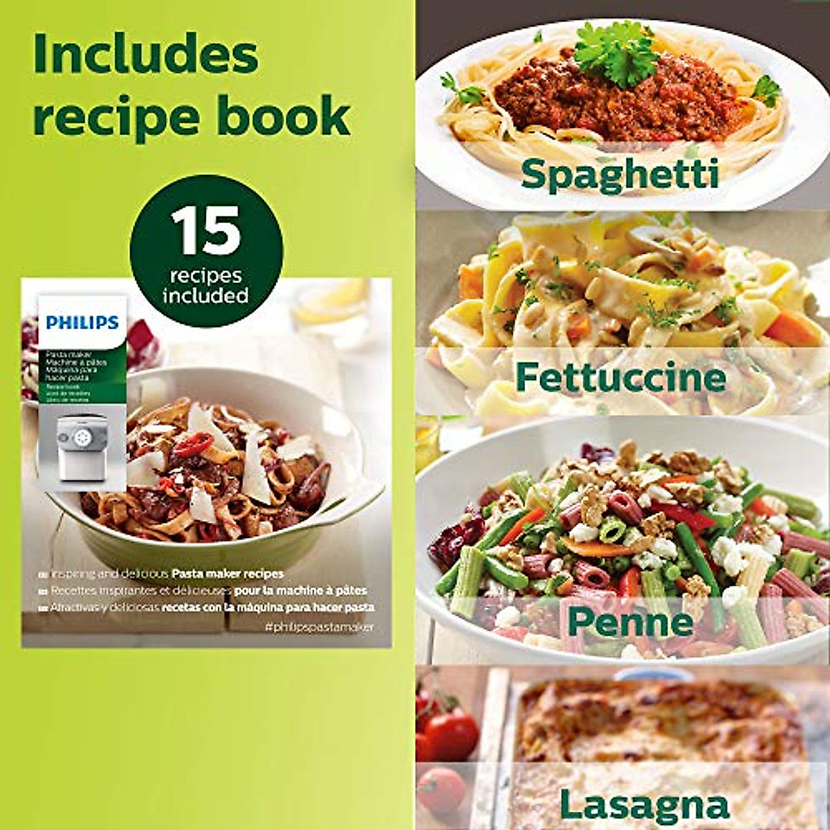 Philips Kitchen Appliances Pasta and Noodle Maker Plus, Large, HR2375/06